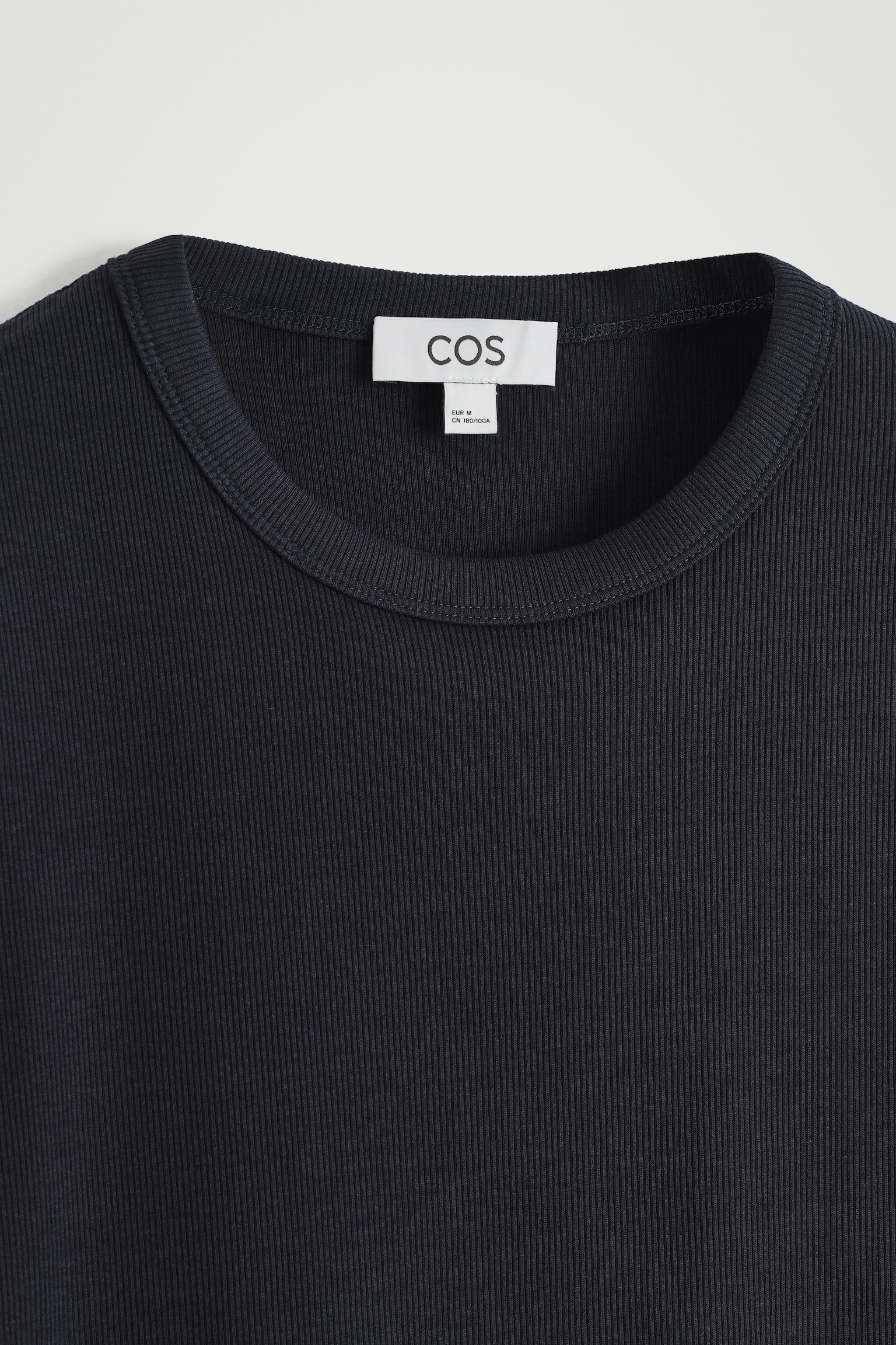 SLIM RIBBED COTTON T-SHIRT - NAVY | COS