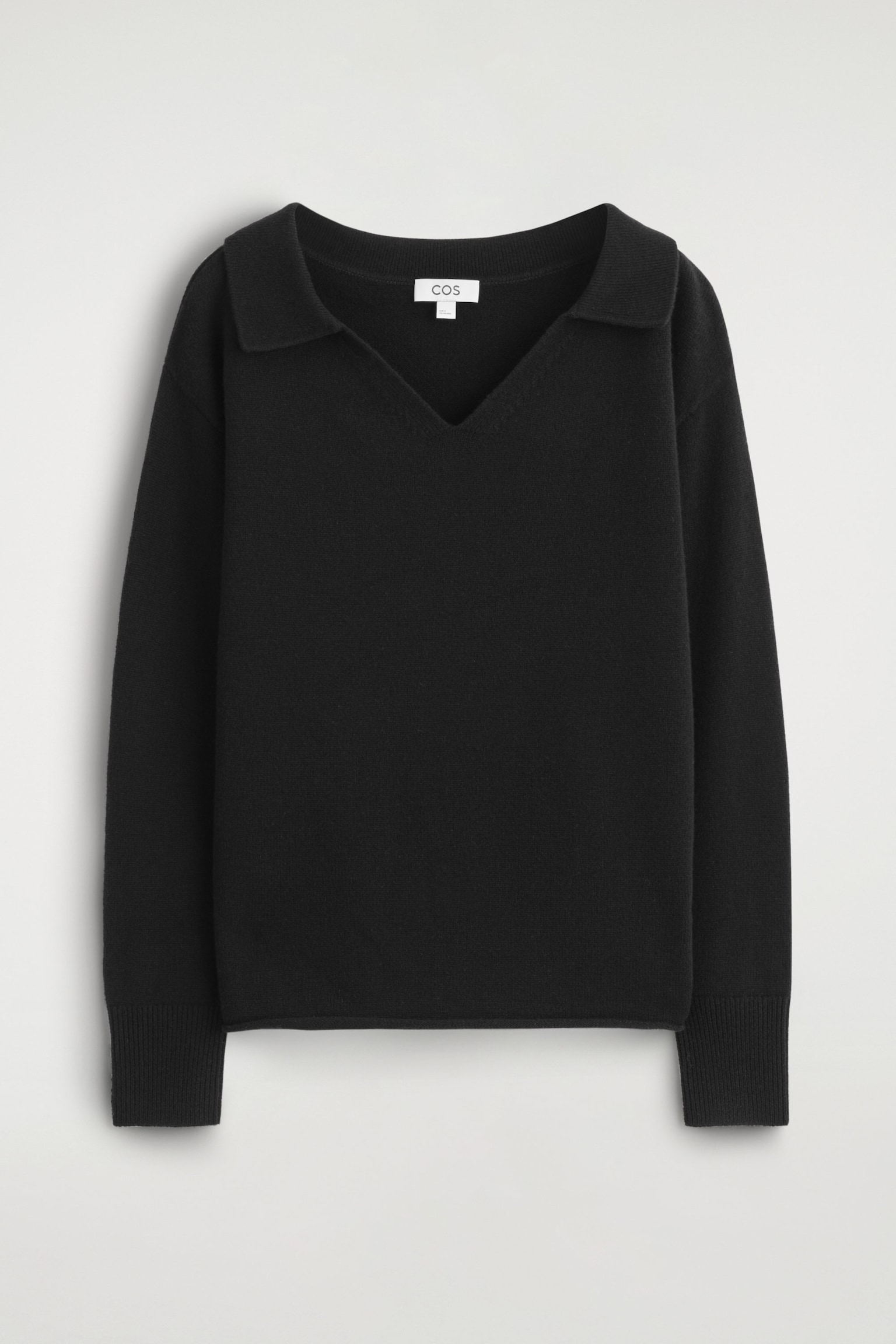MERINO WOOL POLO SWEATER - BLACK | COS
