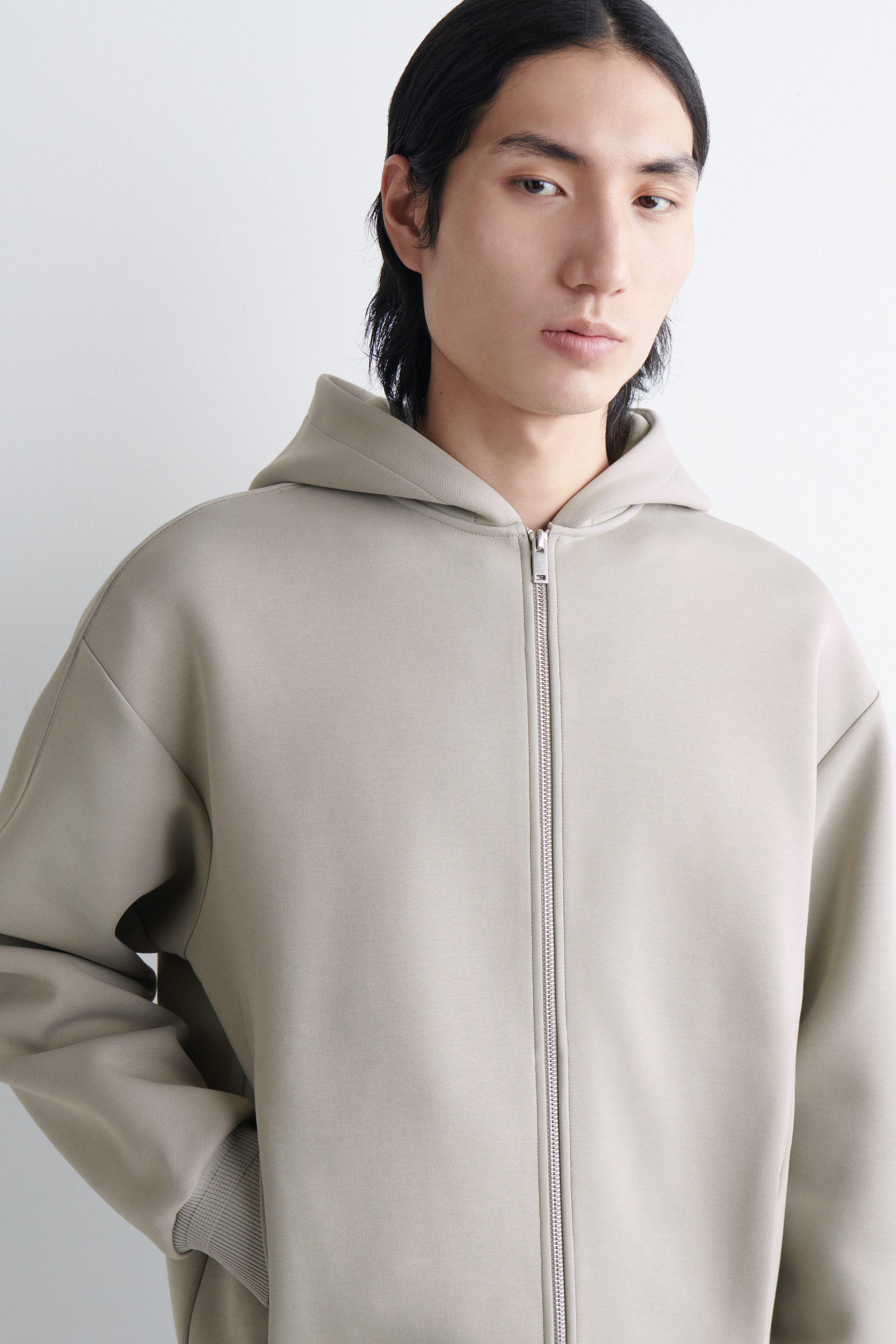 FELPA CON CAPPUCCIO E CERNIERA IN PIQUÉ DI COTONE - GRIGIO - UOMO | H&M IT