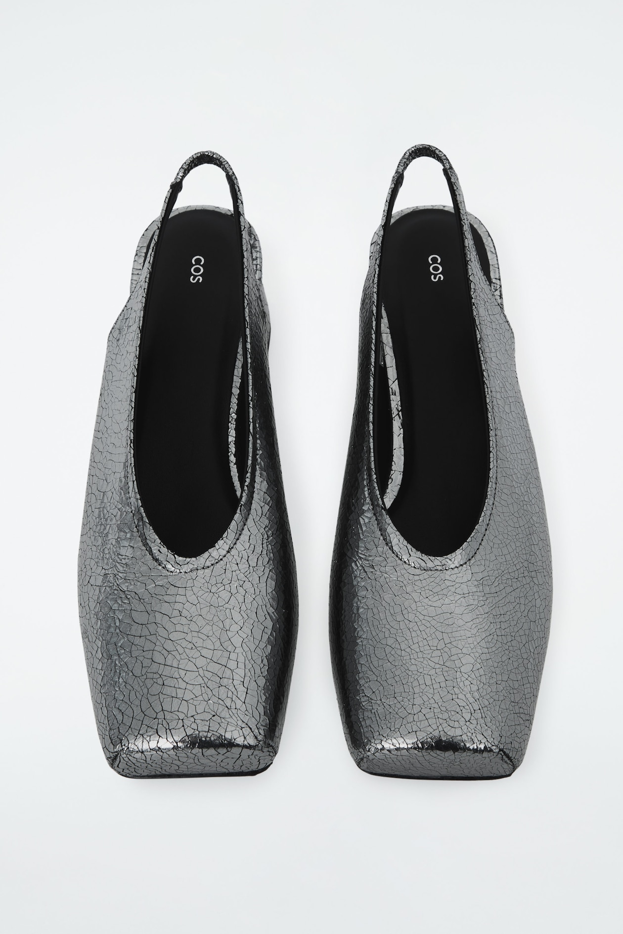 SQUARE-TOE LEATHER HEELED BALLET PUMPS - SILVER | COS AU