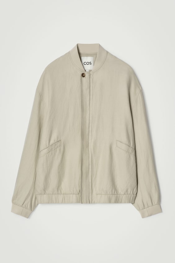 LINEN BOMBER JACKET - STONE | COS AU