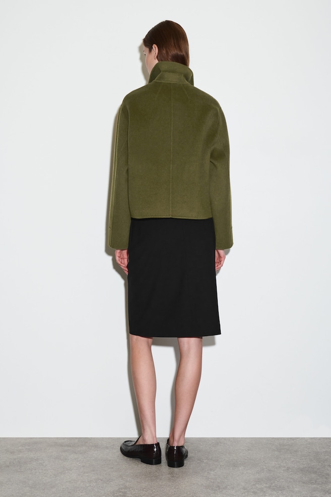 BOXY DOUBLE-FACED WOOL SHORT JACKET - KHAKI | COS