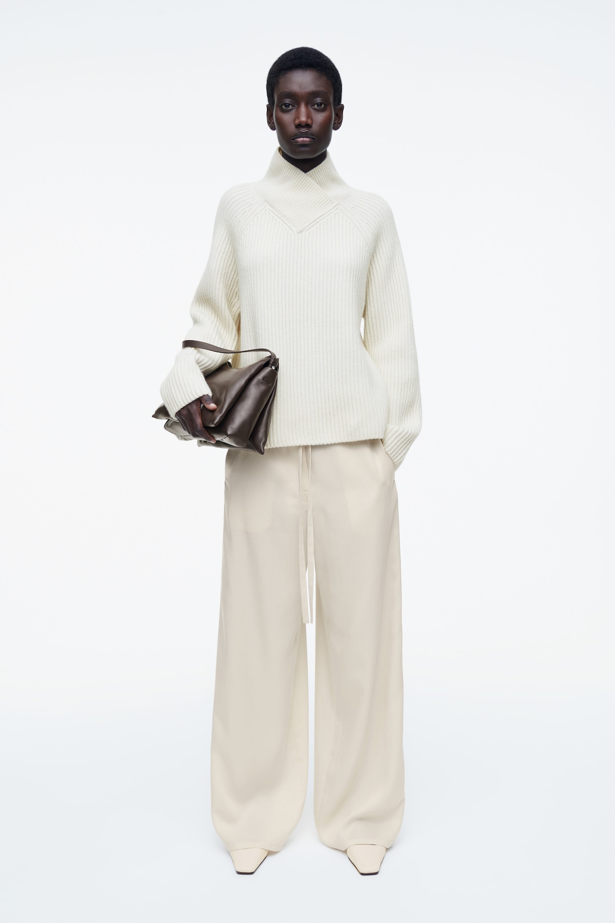 TIE-DETAIL WIDE-LEG TROUSERS - IVORY | COS
