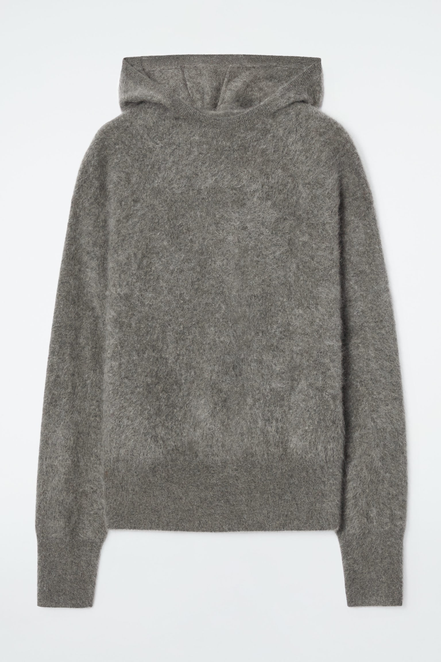 BRUSHED-CASHMERE HOODIE - GREEN-GREY | COS