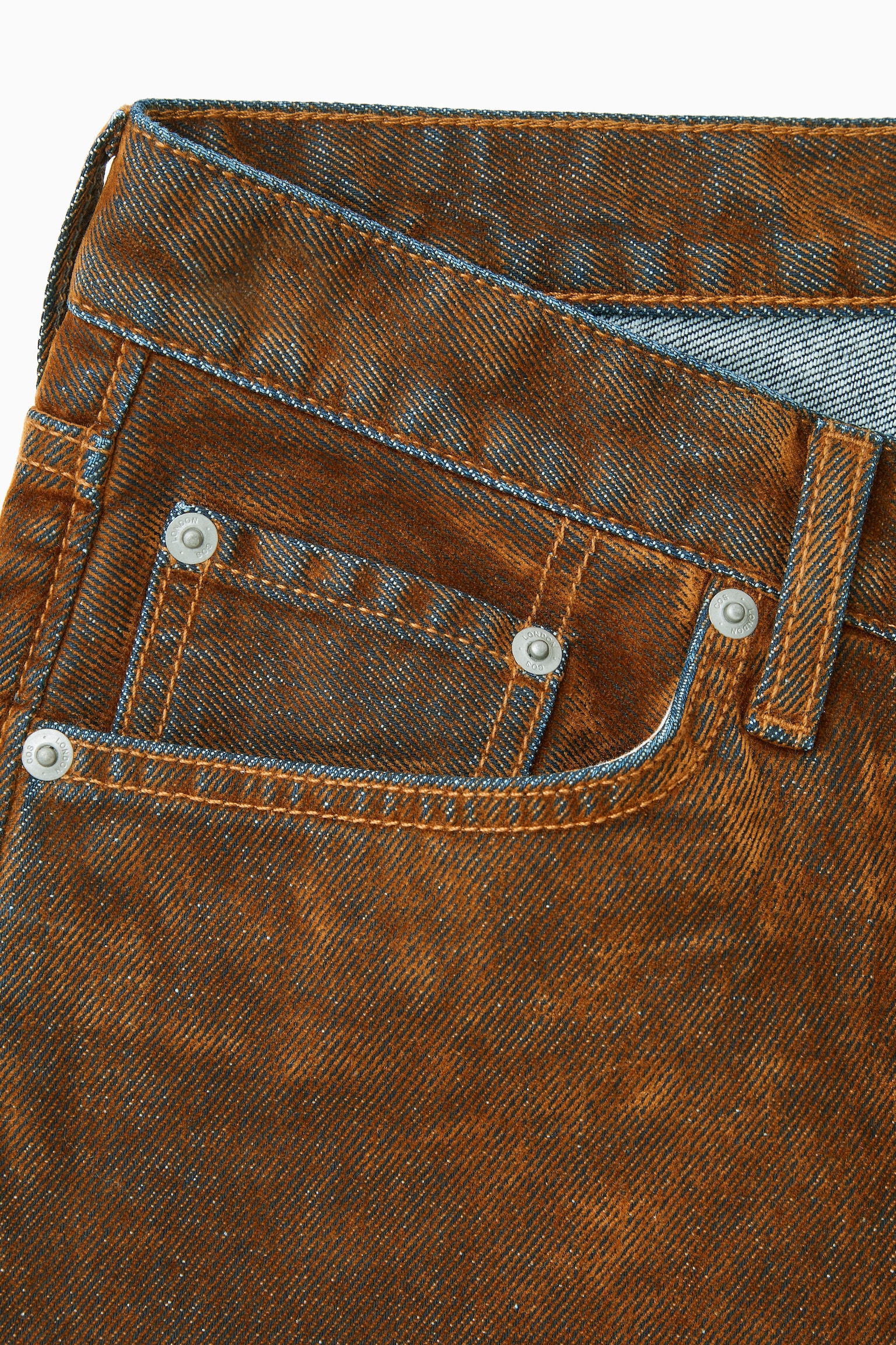 AMP FLOCKED STRAIGHT-LEG JEANS - RUST BROWN | COS