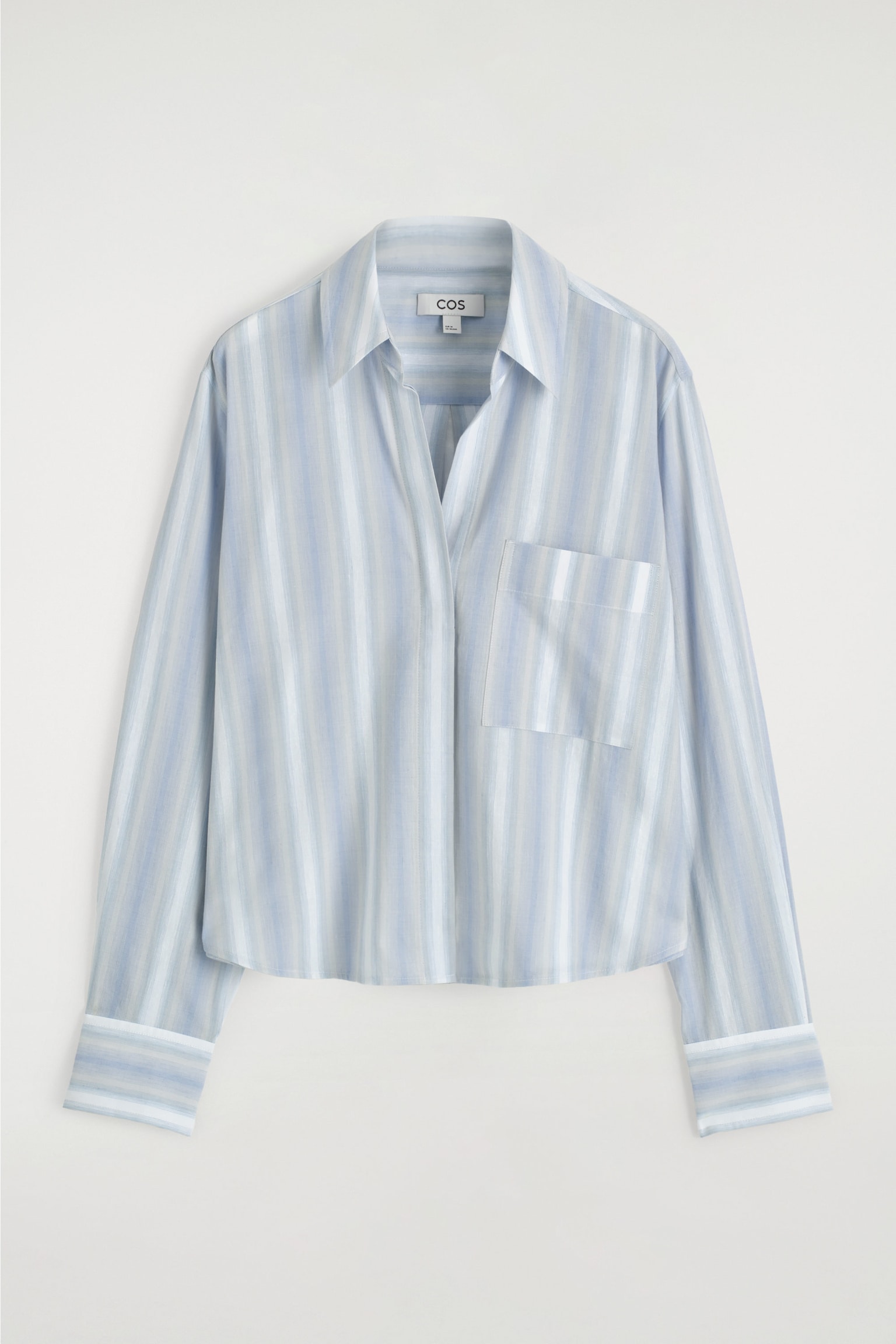 CROPPED STRIPED COTTON SHIRT - BLUE / STRIPED | COS