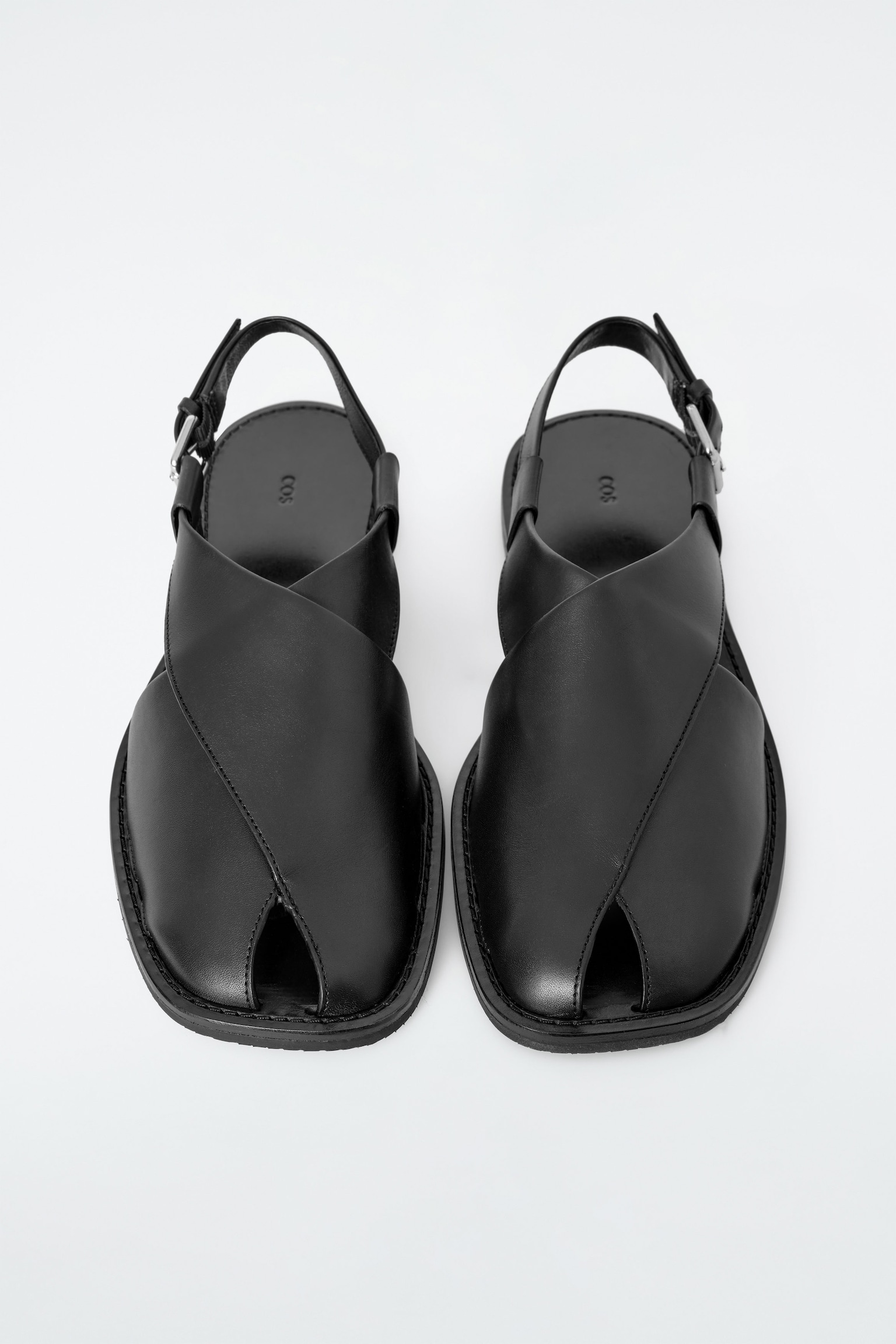 CROSSOVER LEATHER SLINGBACK SANDALS - BLACK | COS