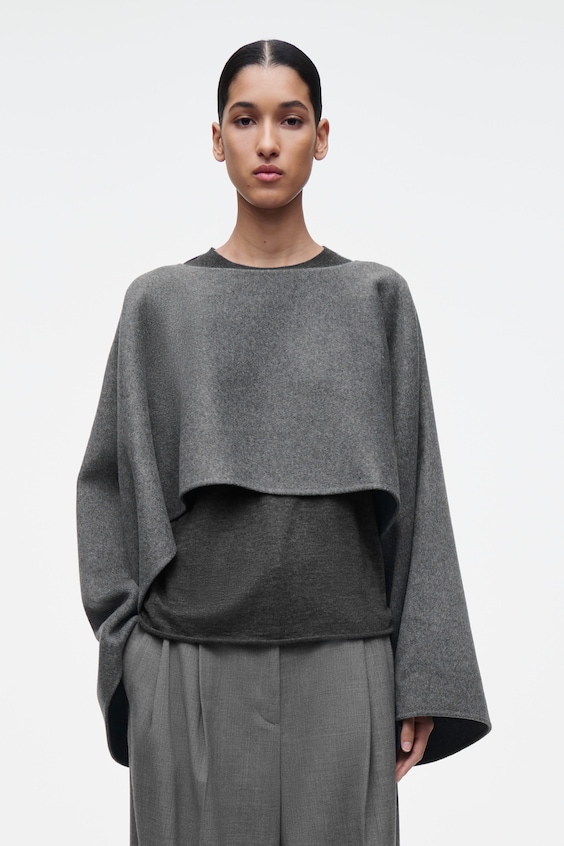 DOUBLE-FACED WOOL HYBRID CAPE - GRAY | COS