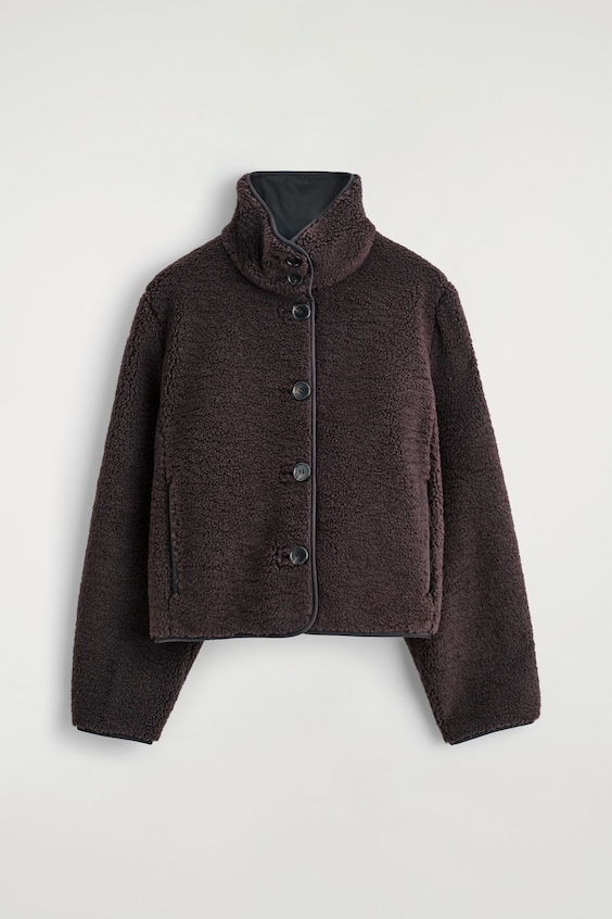FUNNEL-NECK TEDDY JACKET - DARK BROWN | COS GB