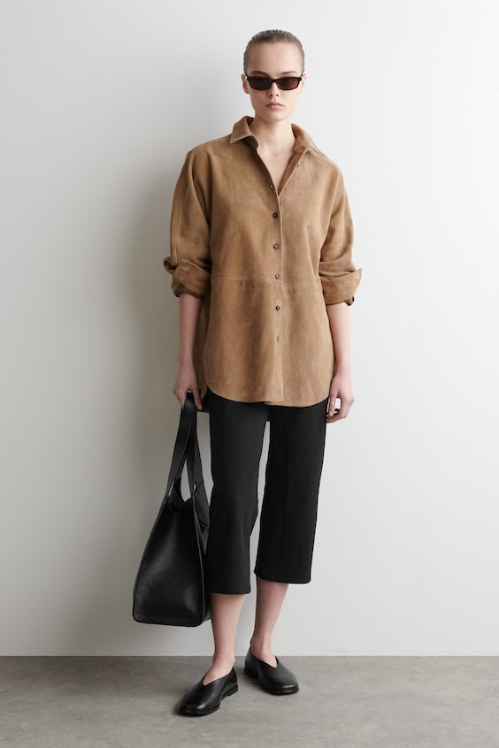 SUEDE DRAWSTRING SHIRT - SAND | COS