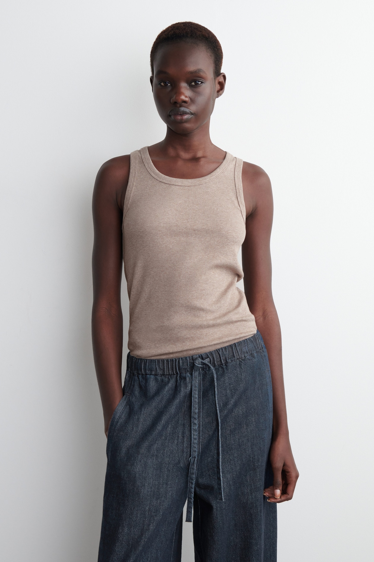 RIBBED TANK TOP - MOLE MÉLANGE | COS