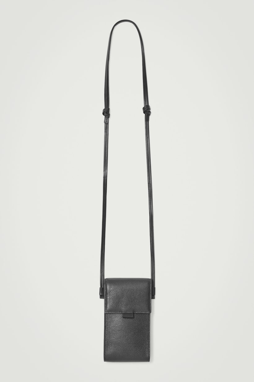 CROSSBODY PHONE POUCH - LEATHER - BLACK | COS AU