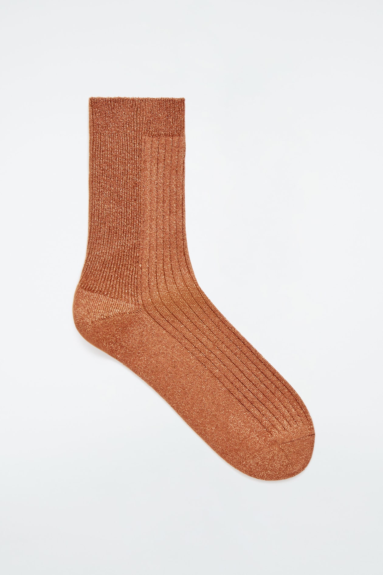 RIBBED LUREX SOCKS - BRONZE | COS