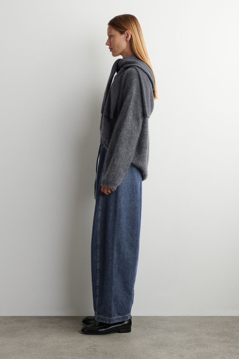 BARREL-LEG DENIM DRAWSTRING PANTS - DARK BLUE | COS US