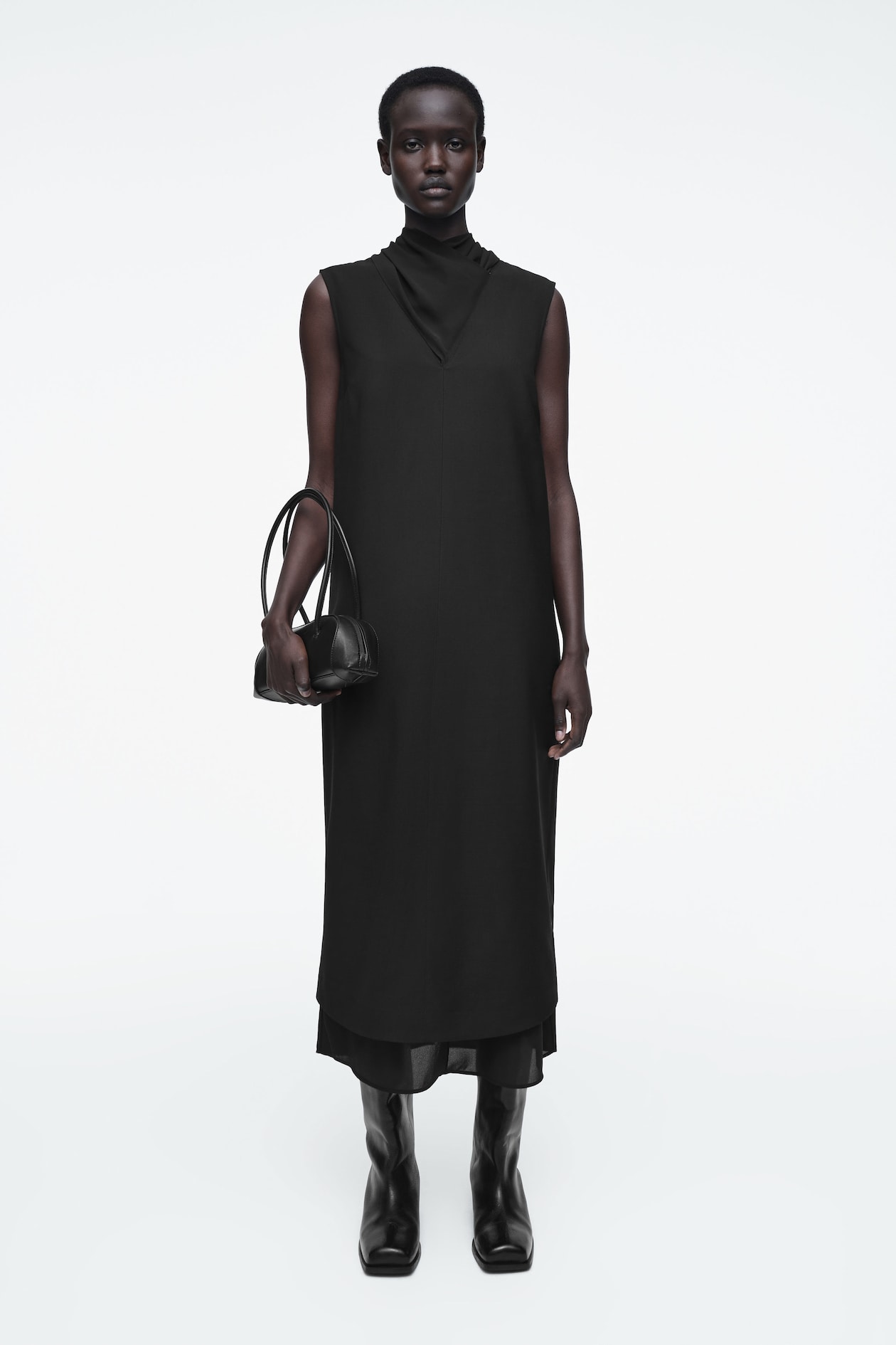 LAYERED WOOL DRESS - BLACK | COS