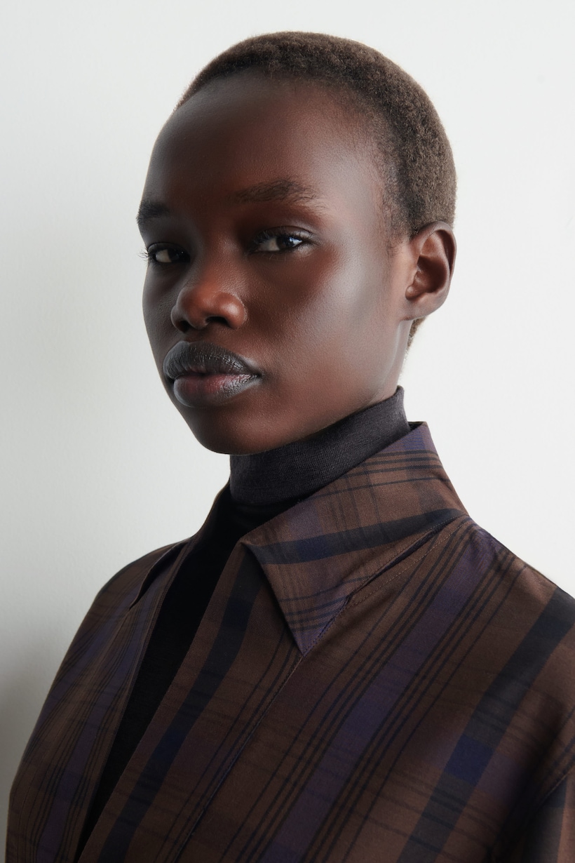 CHECKED WOOL-BLEND SHIRT DRESS - BROWN / CHECKED | COS US