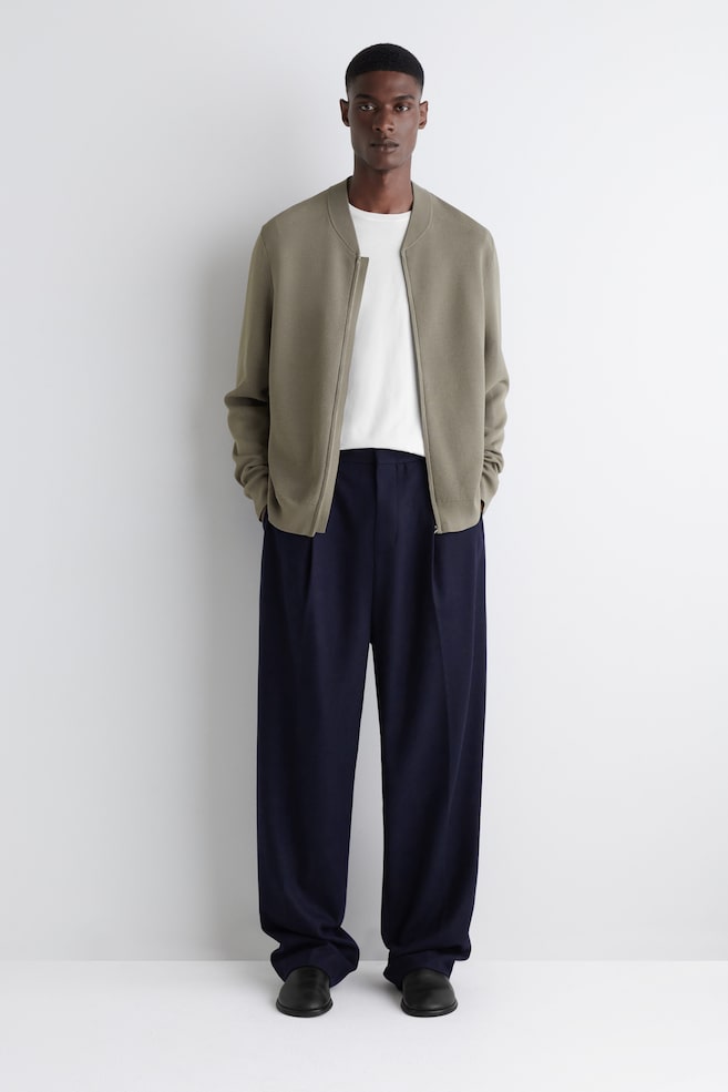 TEXTURED KNITTED BOMBER JACKET - MUSHROOM | COS