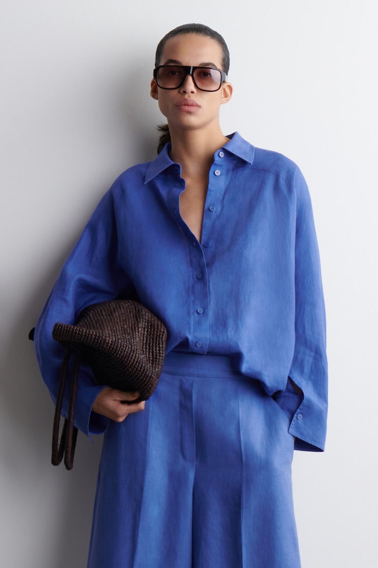 BOXY LINEN SHIRT - COBALT BLUE | COS