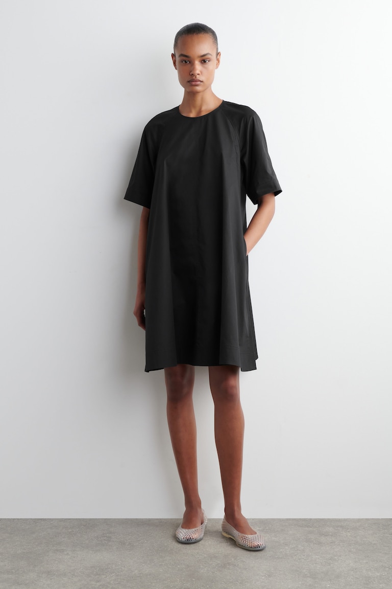 TIE-BACK A-LINE MINI DRESS - BLACK | COS
