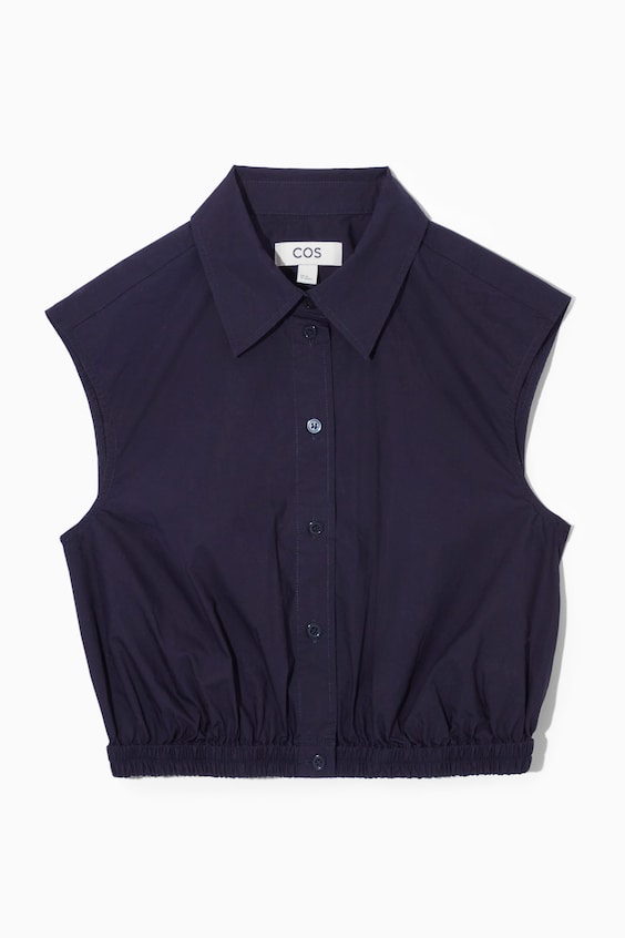 CROPPED SLEEVELESS SHIRT - NAVY | COS