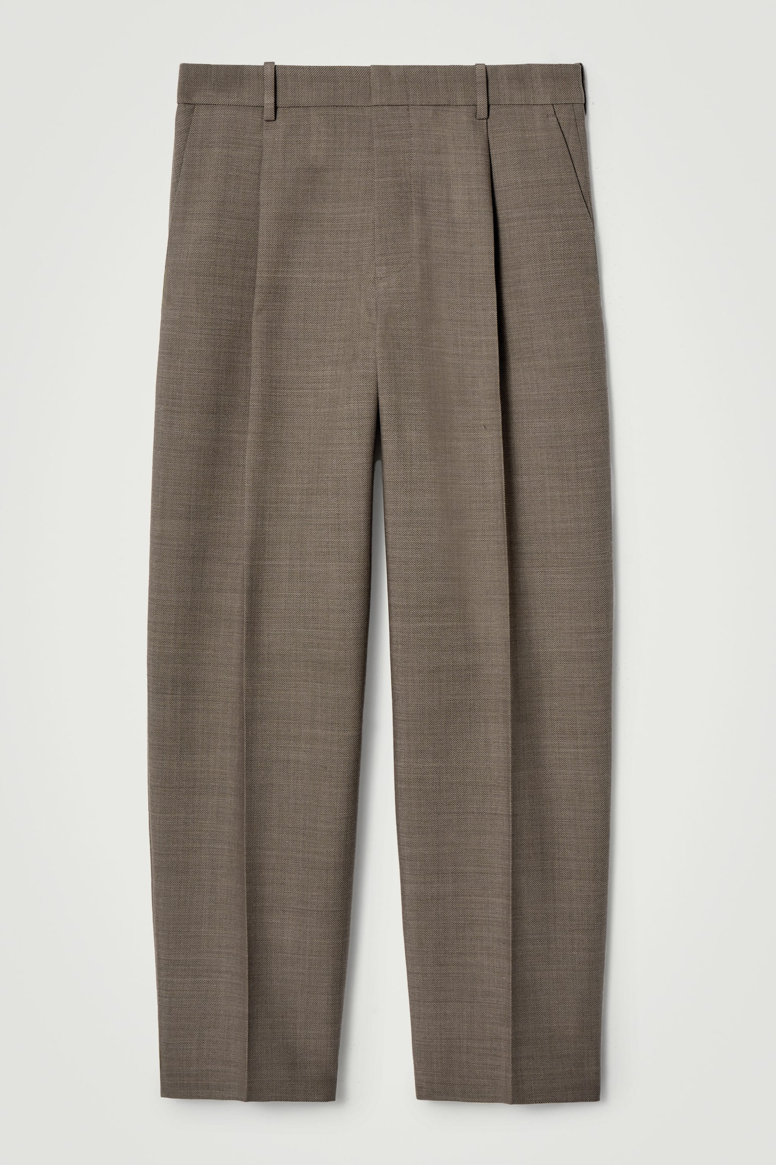 RELAXED WOOL-BLEND TAPERED TROUSERS - DARK BEIGE | COS