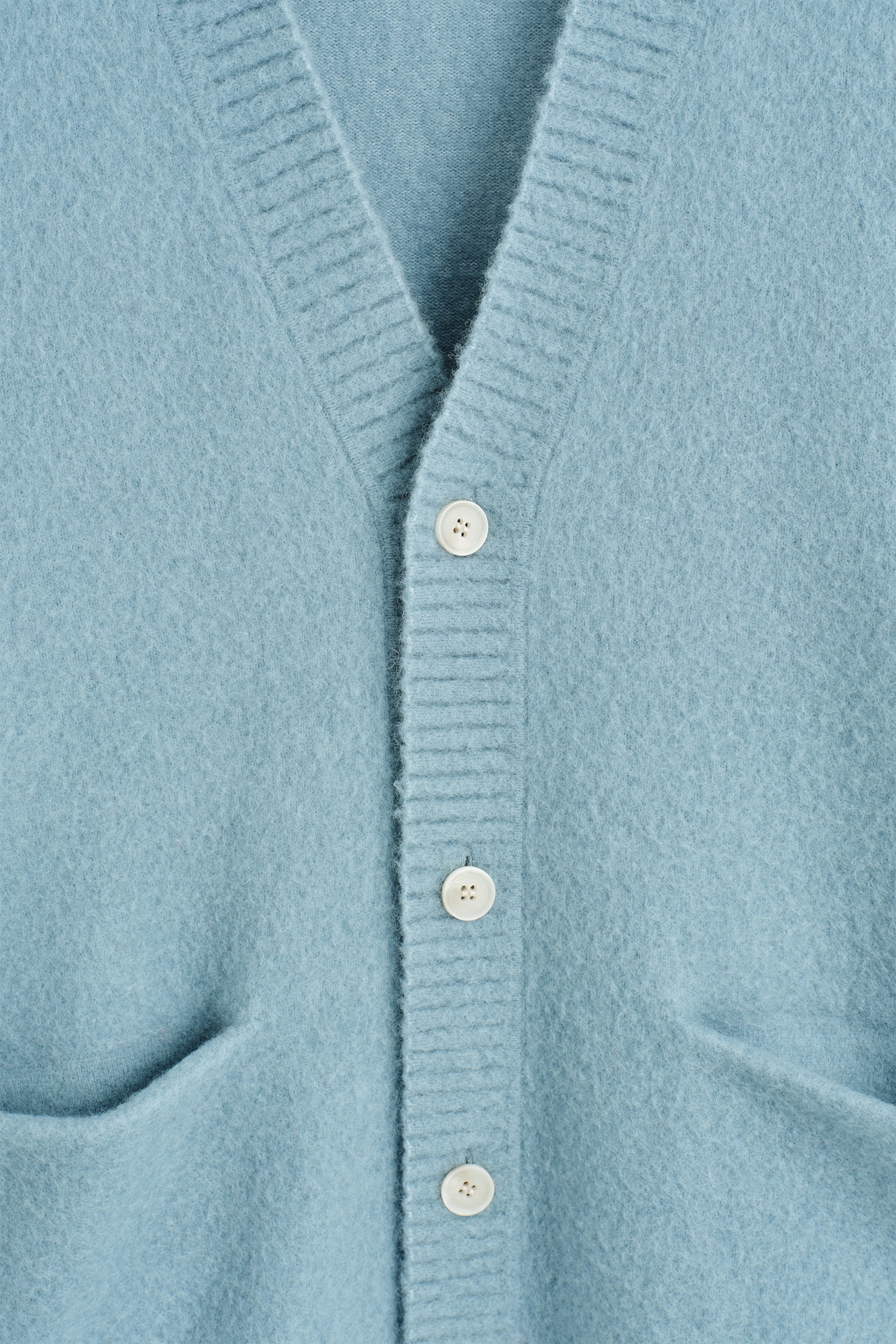 BRUSHED-WOOL V-NECK CARDIGAN - LIGHT BLUE | COS