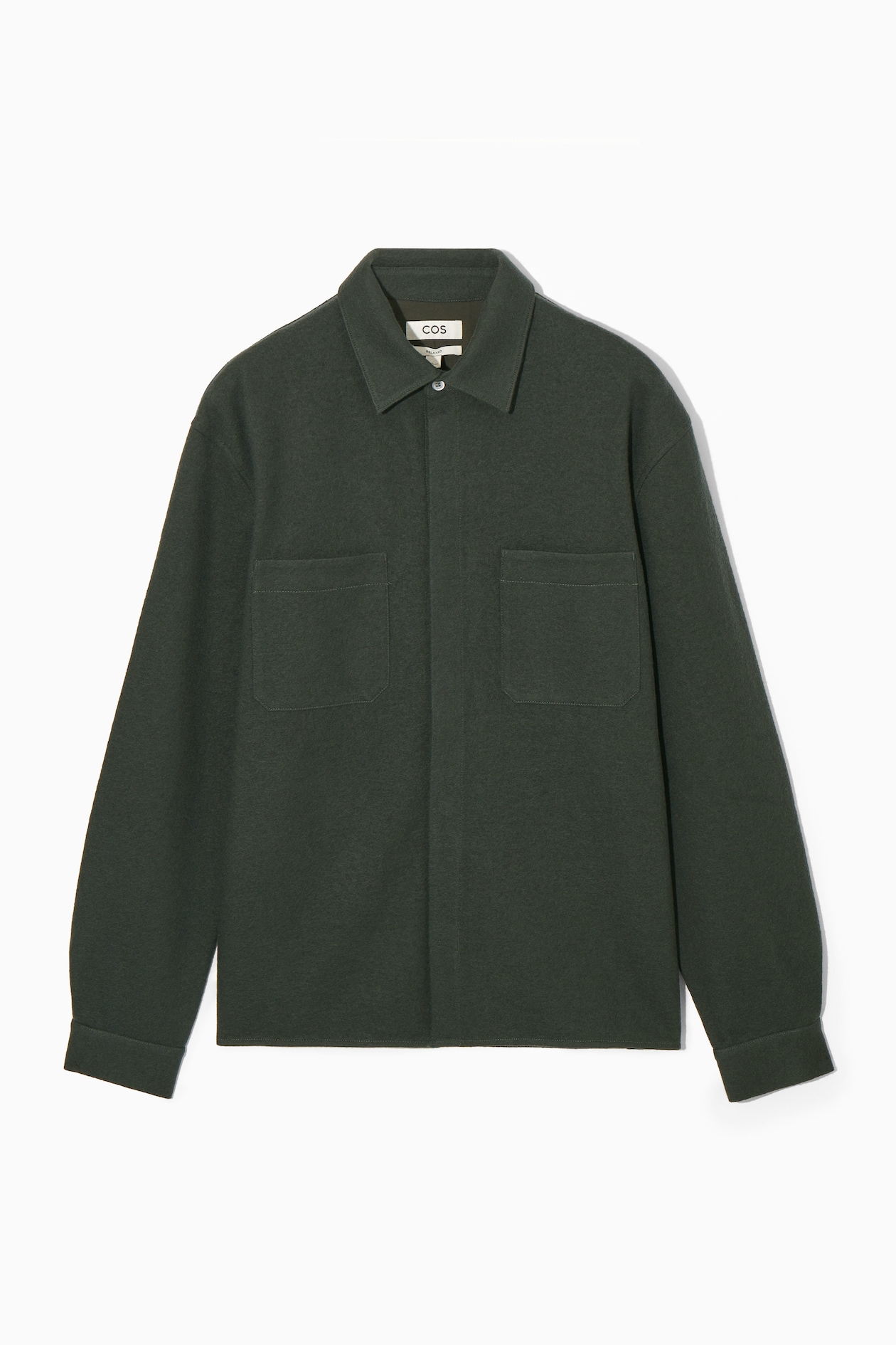 RELAXED BOILED-WOOL OVERSHIRT - DARK GREEN | COS