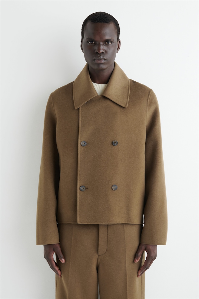 DOUBLE-FACED WOOL SHORT PEA COAT - CARAMEL | COS