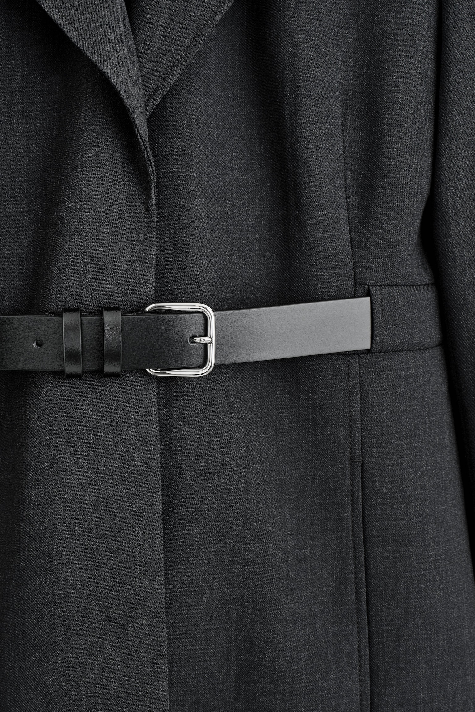 BELTED WOOL-BLEND BLAZER - CHARCOAL | COS NO