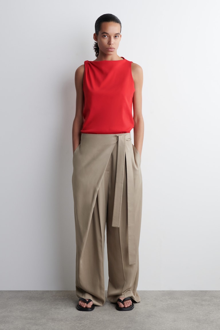 TWIST-DETAIL COTTON TOP - RED | COS