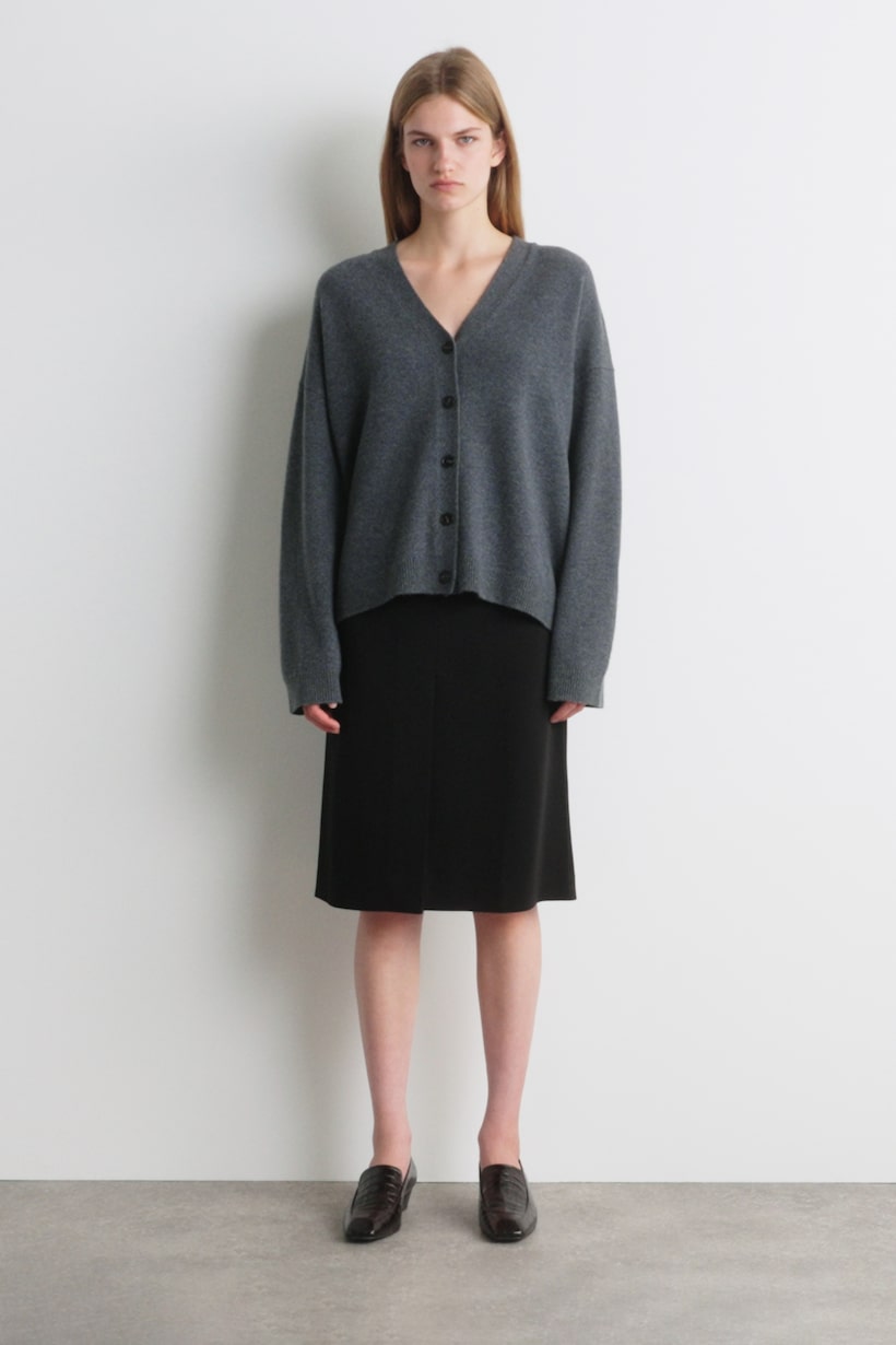CASHMERE V-NECK CARDIGAN - GRAY MÉLANGE | COS