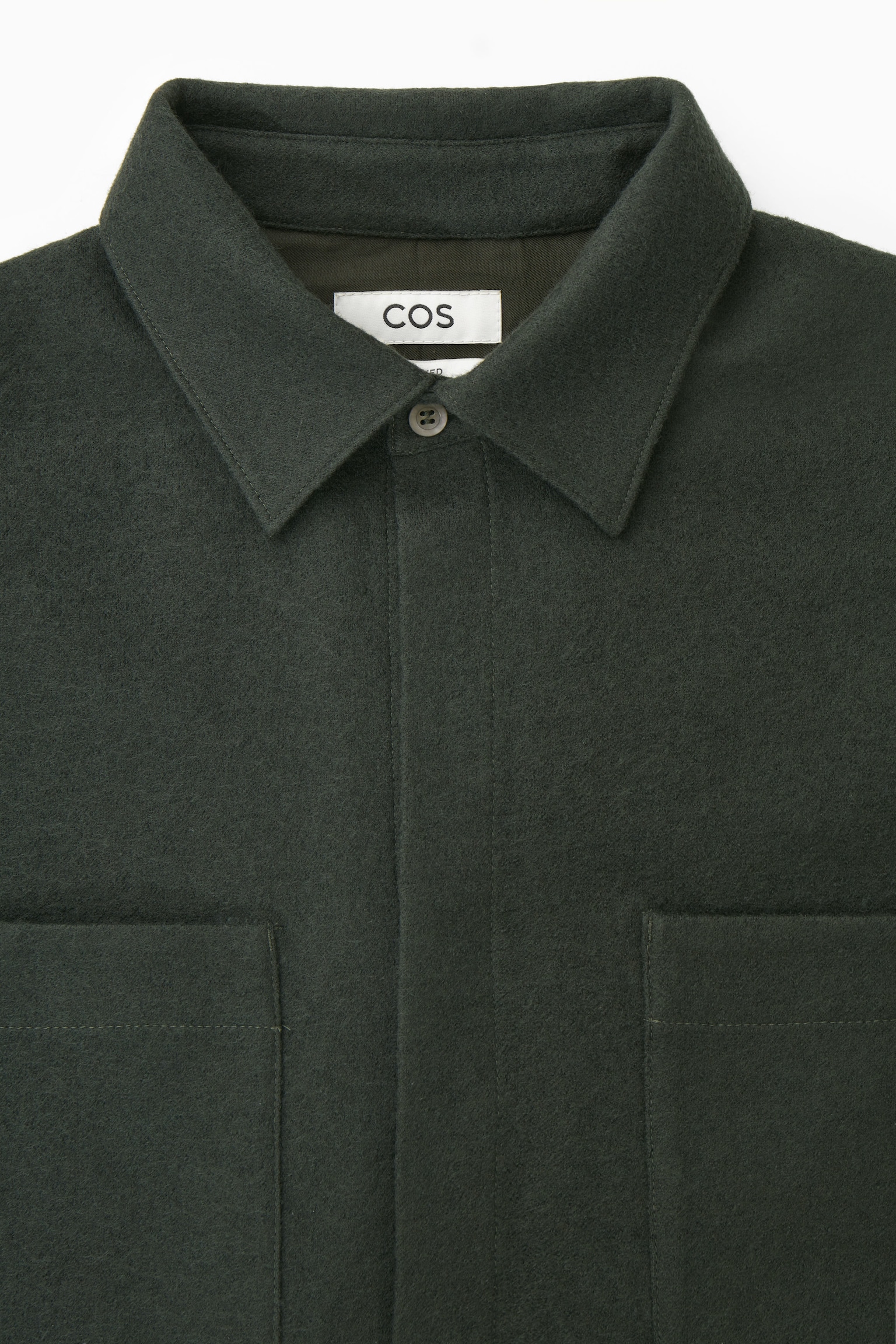 RELAXED BOILED-WOOL OVERSHIRT - DARK GREEN | COS