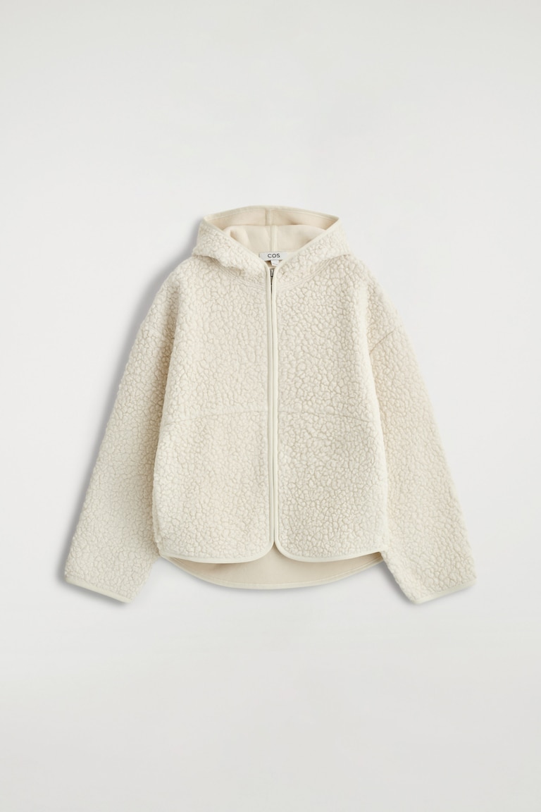 HOODED TEDDY JACKET - CREAM | COS