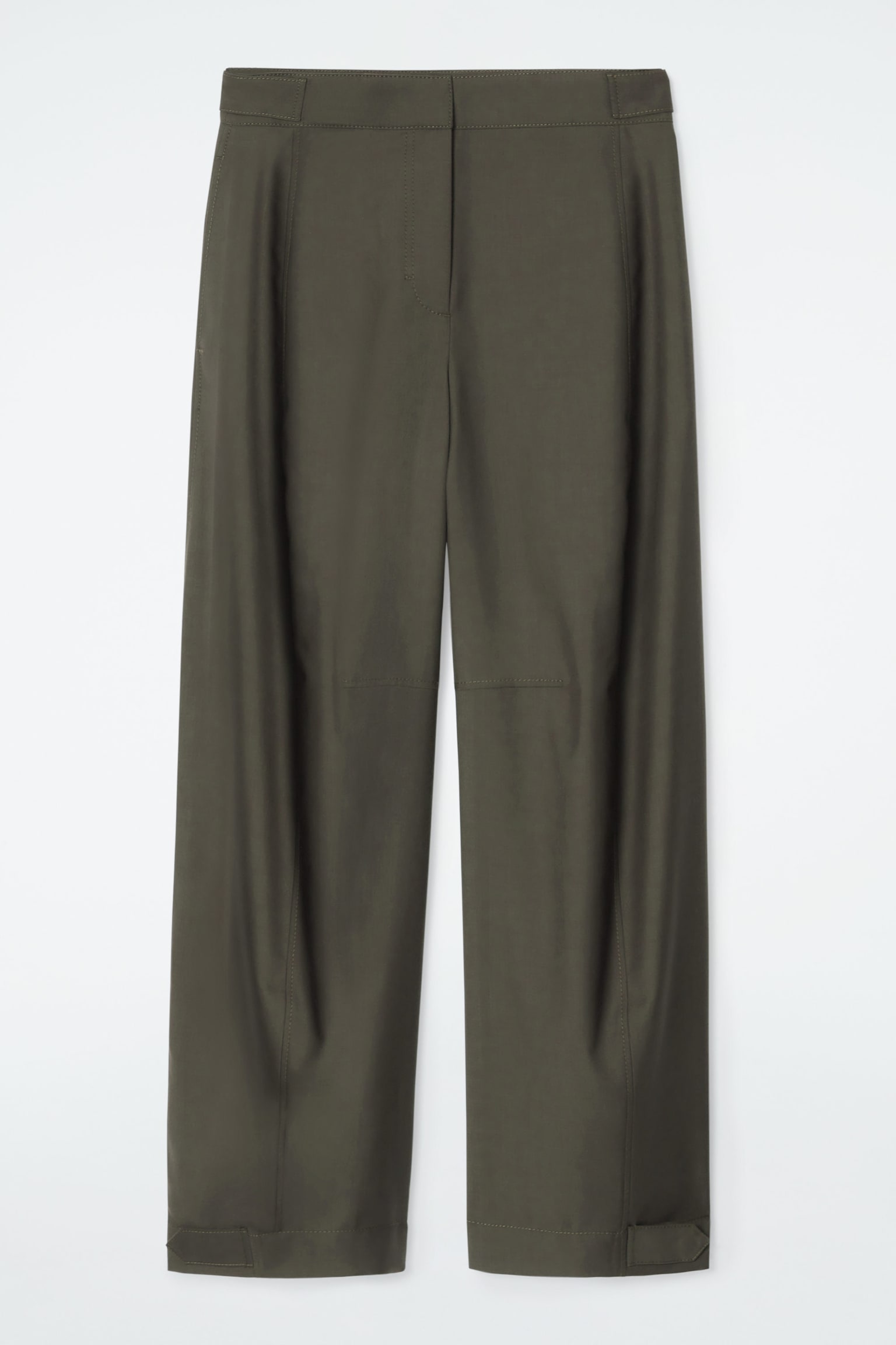 WOOL BARREL-LEG UTILITY TROUSERS - KHAKI | COS