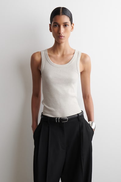 RIBBED COTTON TANK TOP - LIGHT BEIGE / UNDYED | COS US