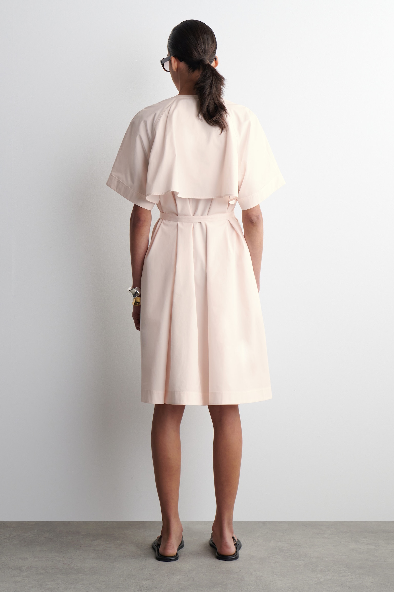 RAGLAN-SLEEVE COTTON MIDI DRESS - LIGHT PINK | COS