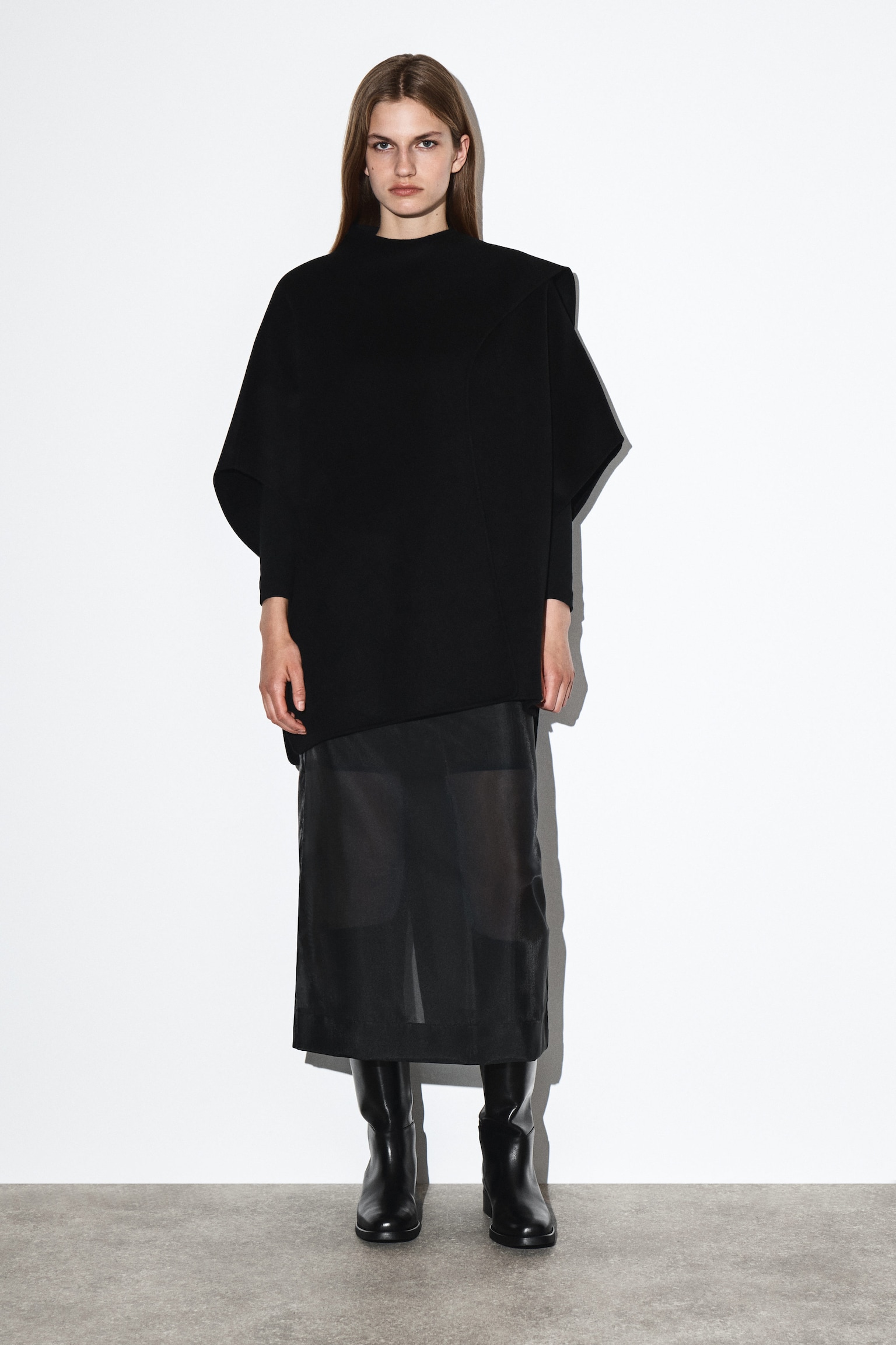 DOUBLE-FACED WOOL SCARF CAPE - BLACK | COS