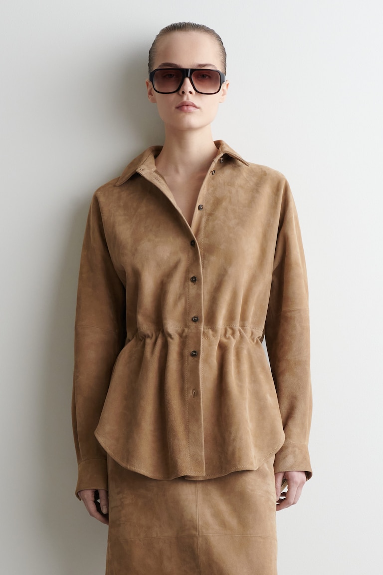 SUEDE DRAWSTRING SHIRT - SAND | COS