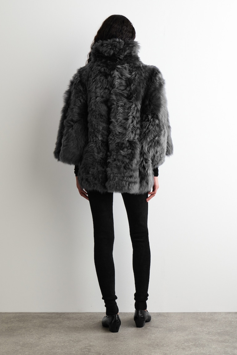 FUNNEL-NECK SHEARLING JACKET - STEEL | COS