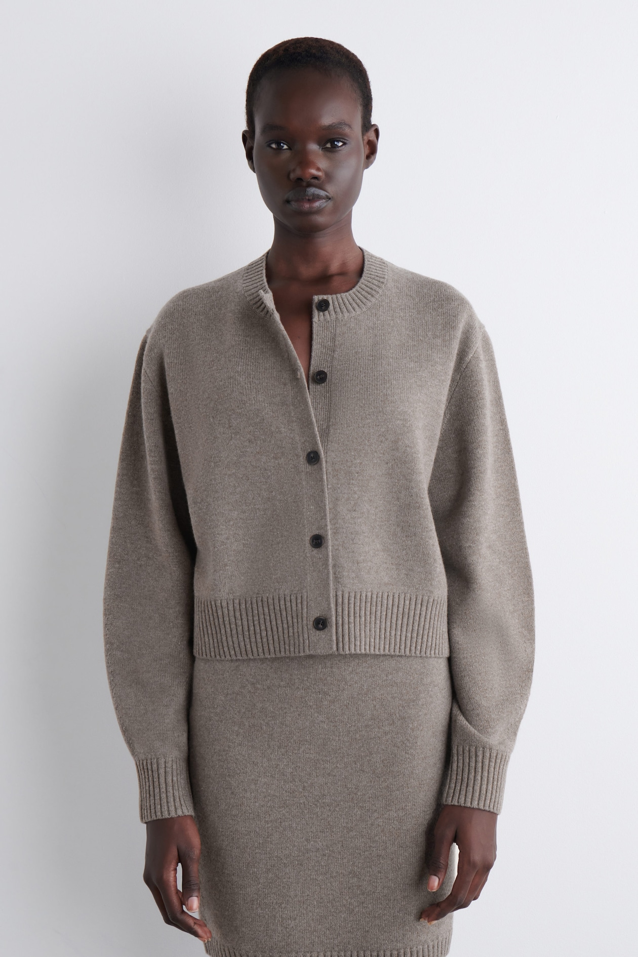 MERINO WOOL CARDIGAN - MOLE MÉLANGE | COS