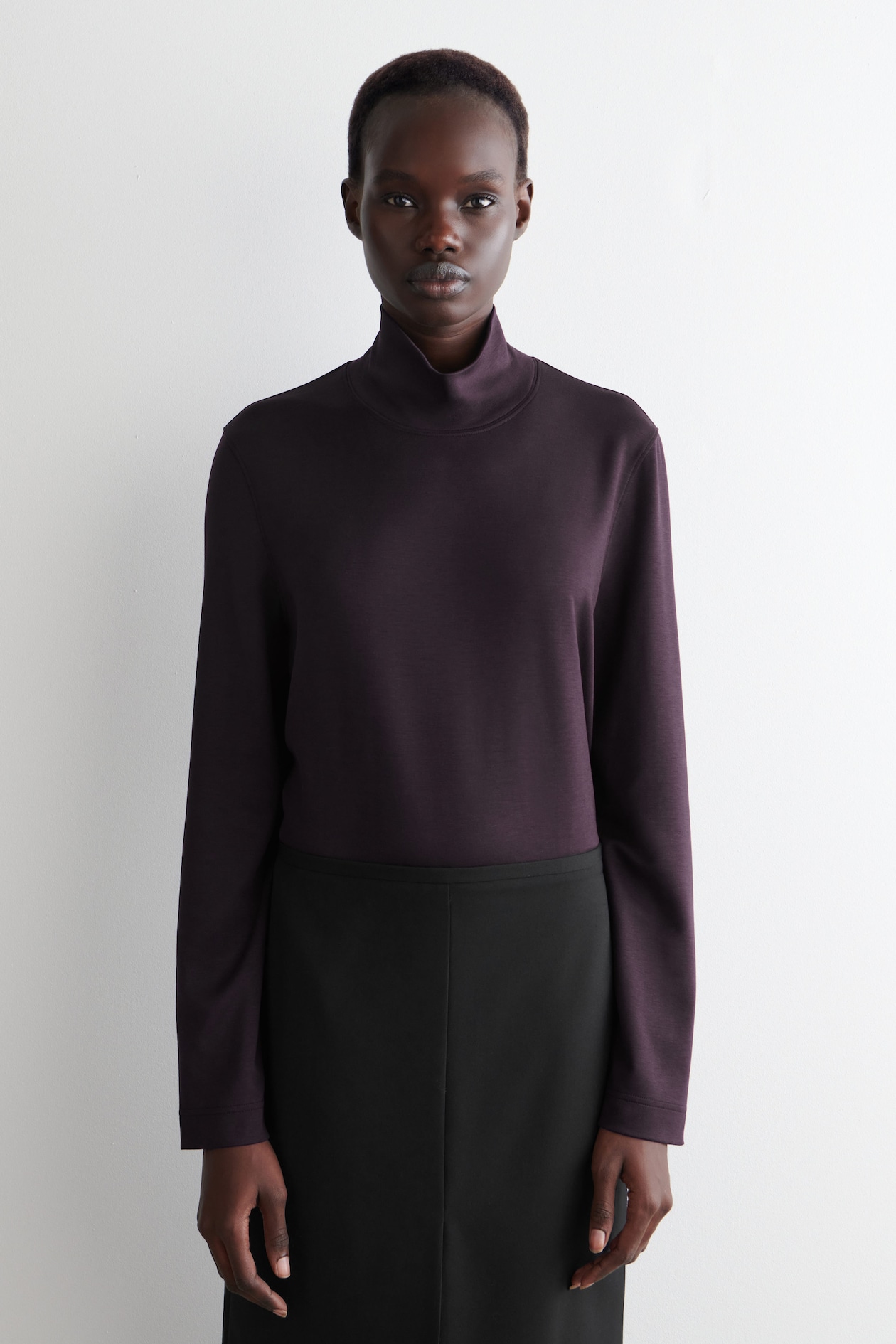 TURTLENECK JERSEY TOP - DARK PURPLE | COS