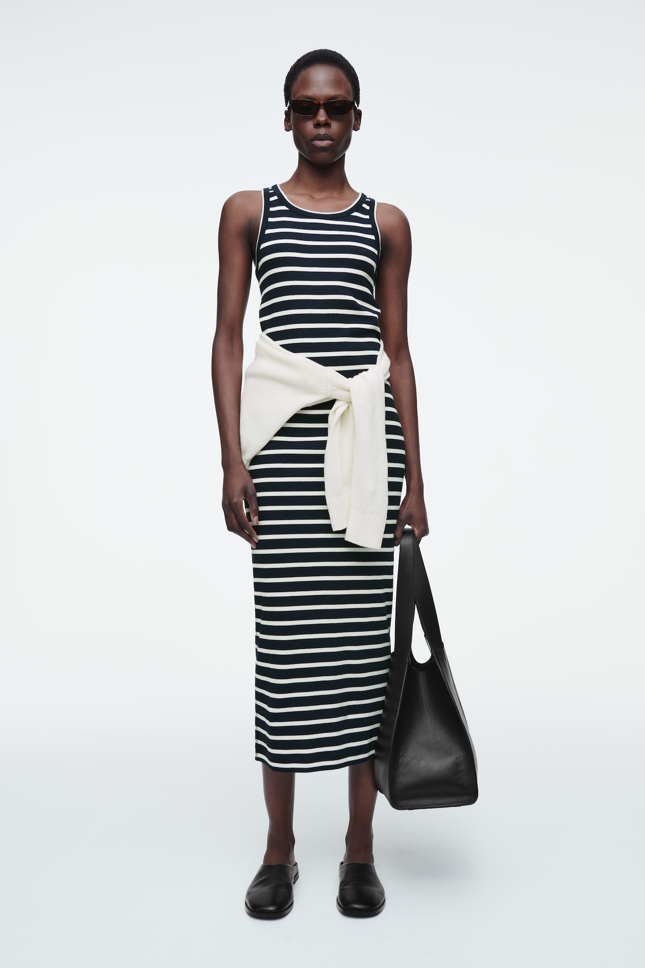 RIBBED TUBE DRESS - NAVY / WHITE / STRIPED | COS