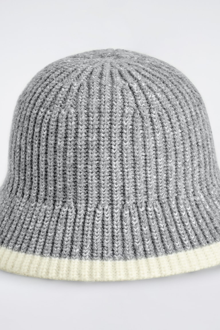 CONTRAST-TIPPED WOOL-MOHAIR BUCKET HAT - GREY / CREAM | COS US