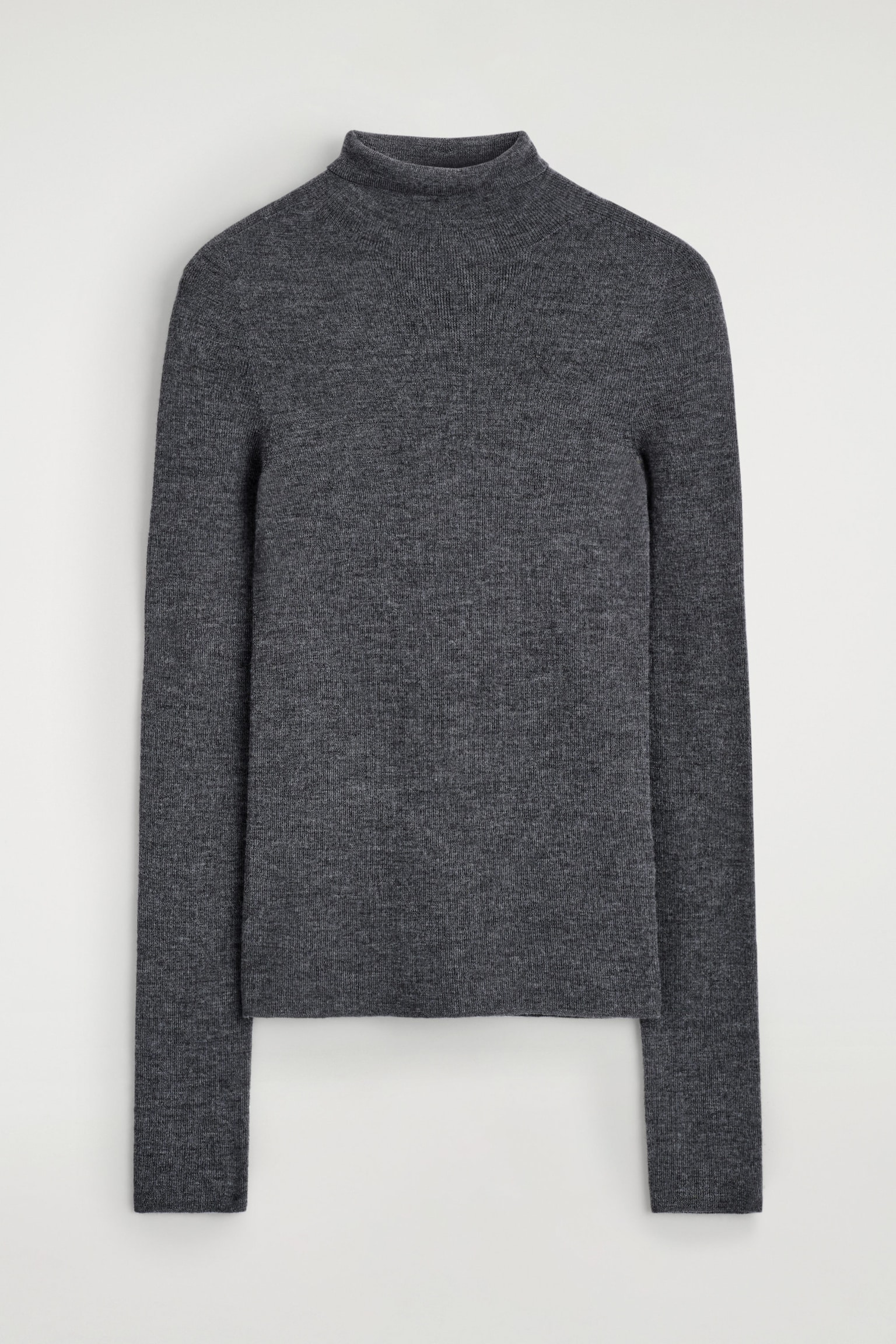 SEAMLESS MERINO WOOL TURTLENECK LONG-SLEEVED TOP - CHARCOAL MÉLANGE ...