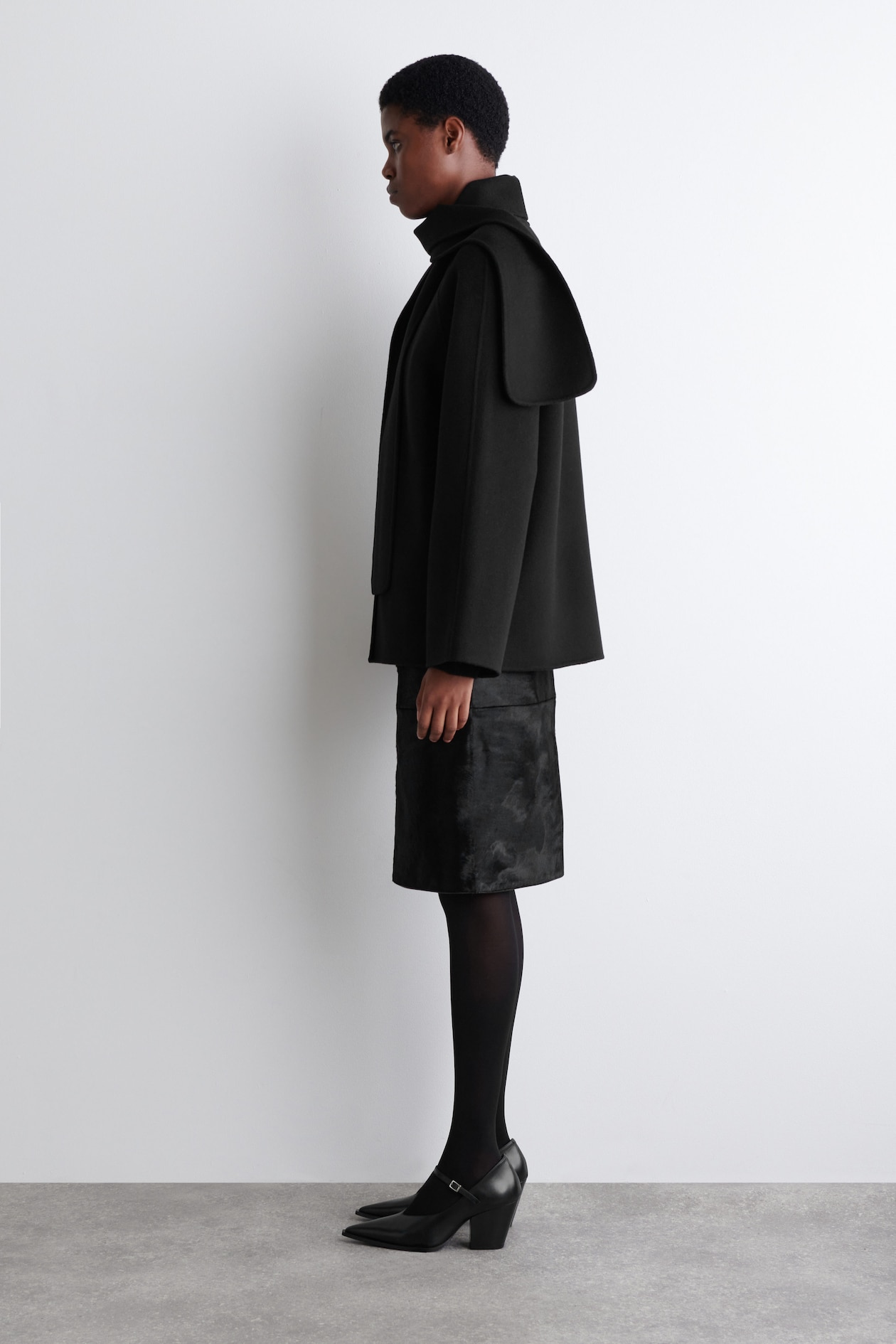 DOUBLE-FACED WOOL SCARF SHORT JACKET - BLACK | COS US