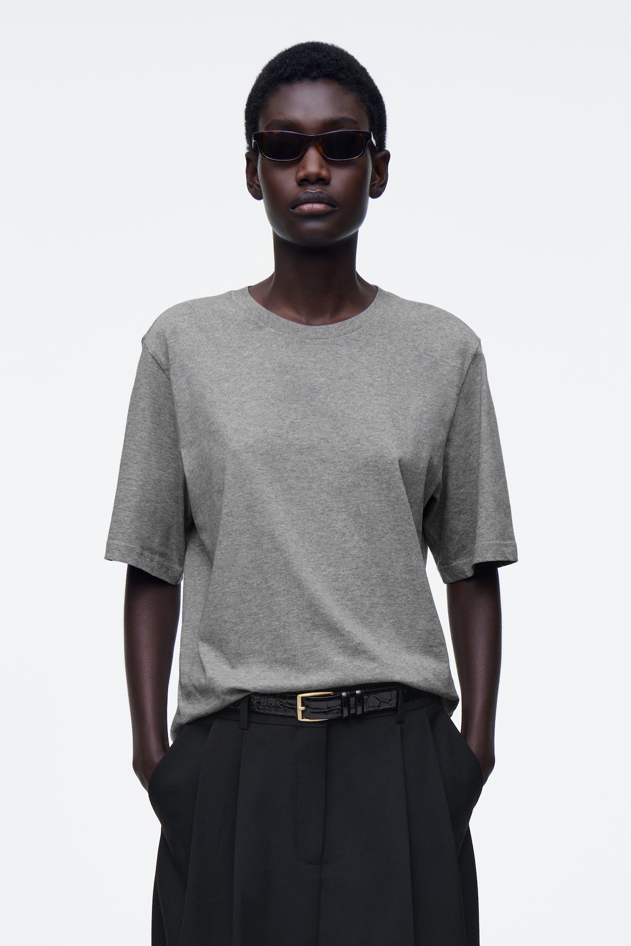 CAMISETA DE ALGODÓN RELAXED FIT - GRIS JASPEADO | COS