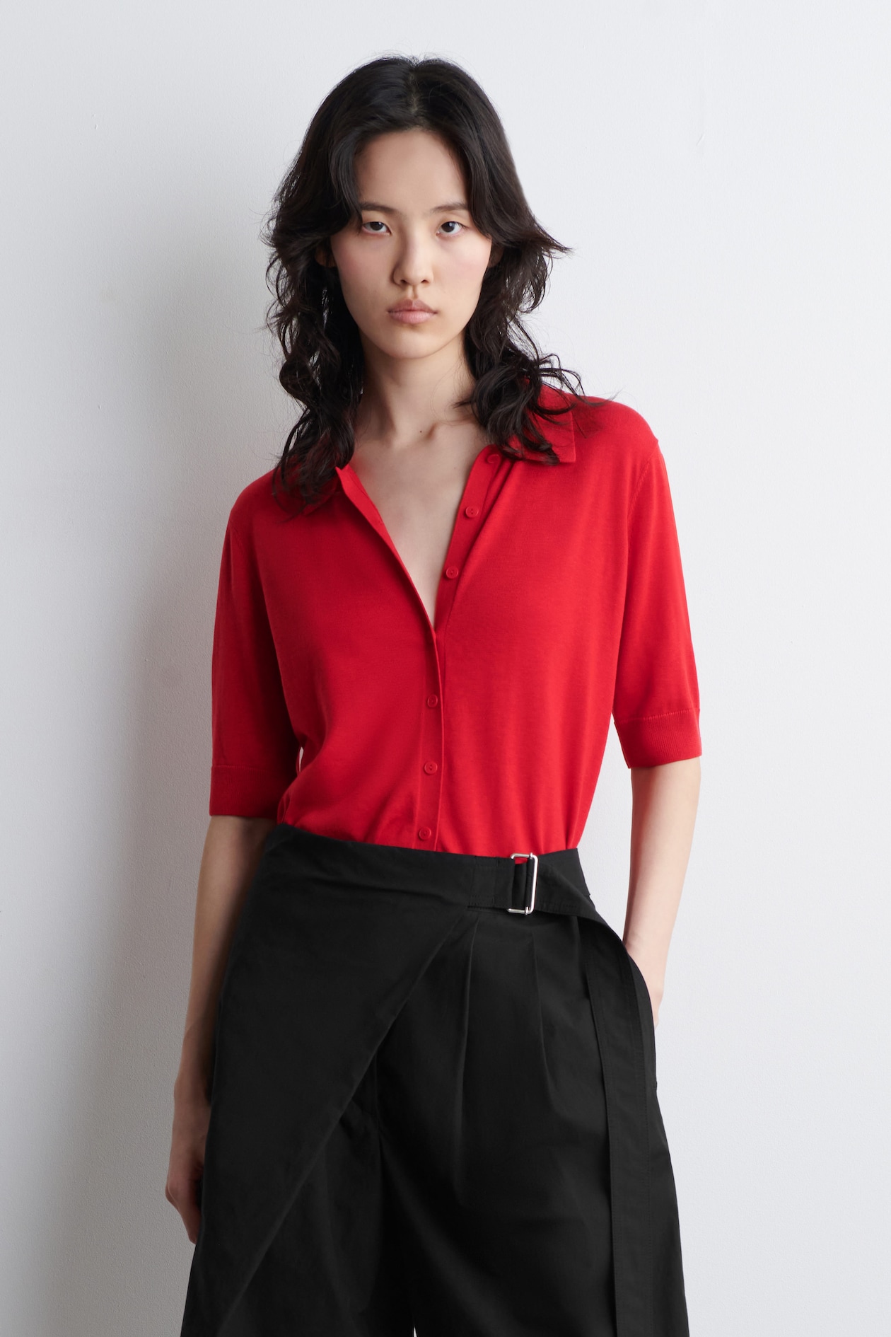 CÁRDIGAN POLO EN MEZCLA DE LANA MERINO - ROJO | COS