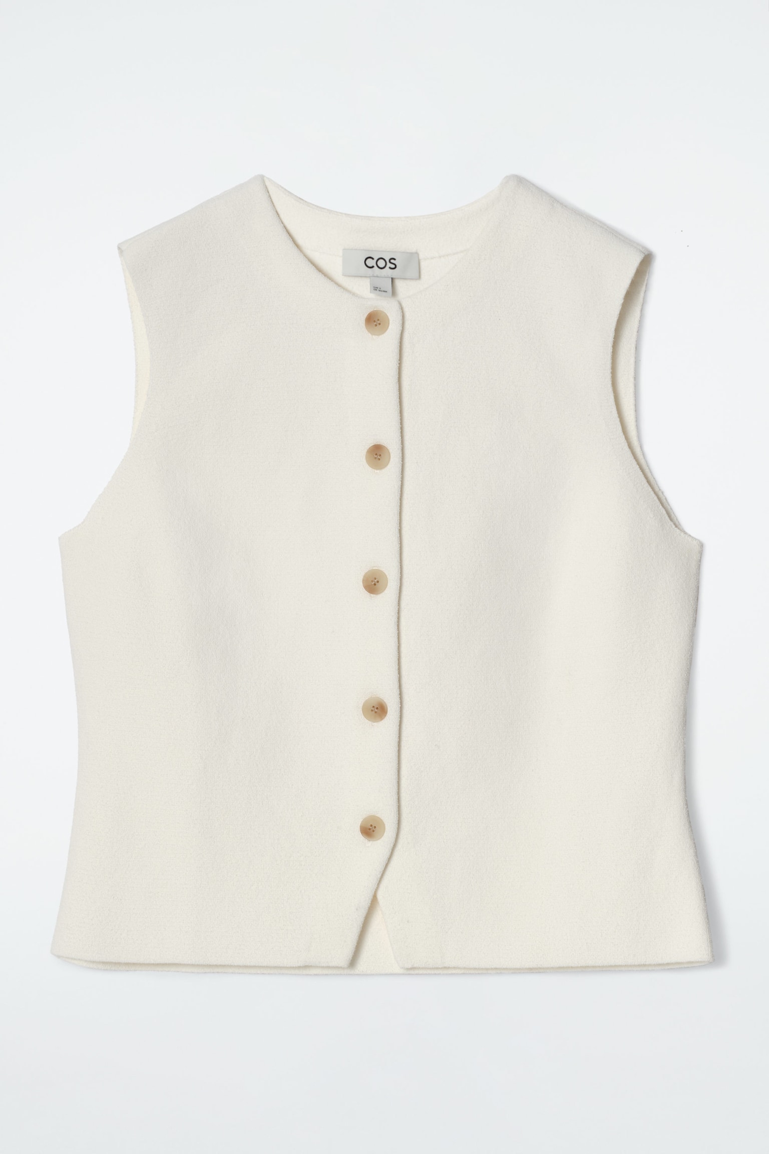 KNITTED COTTON WAISTCOAT - IVORY | COS