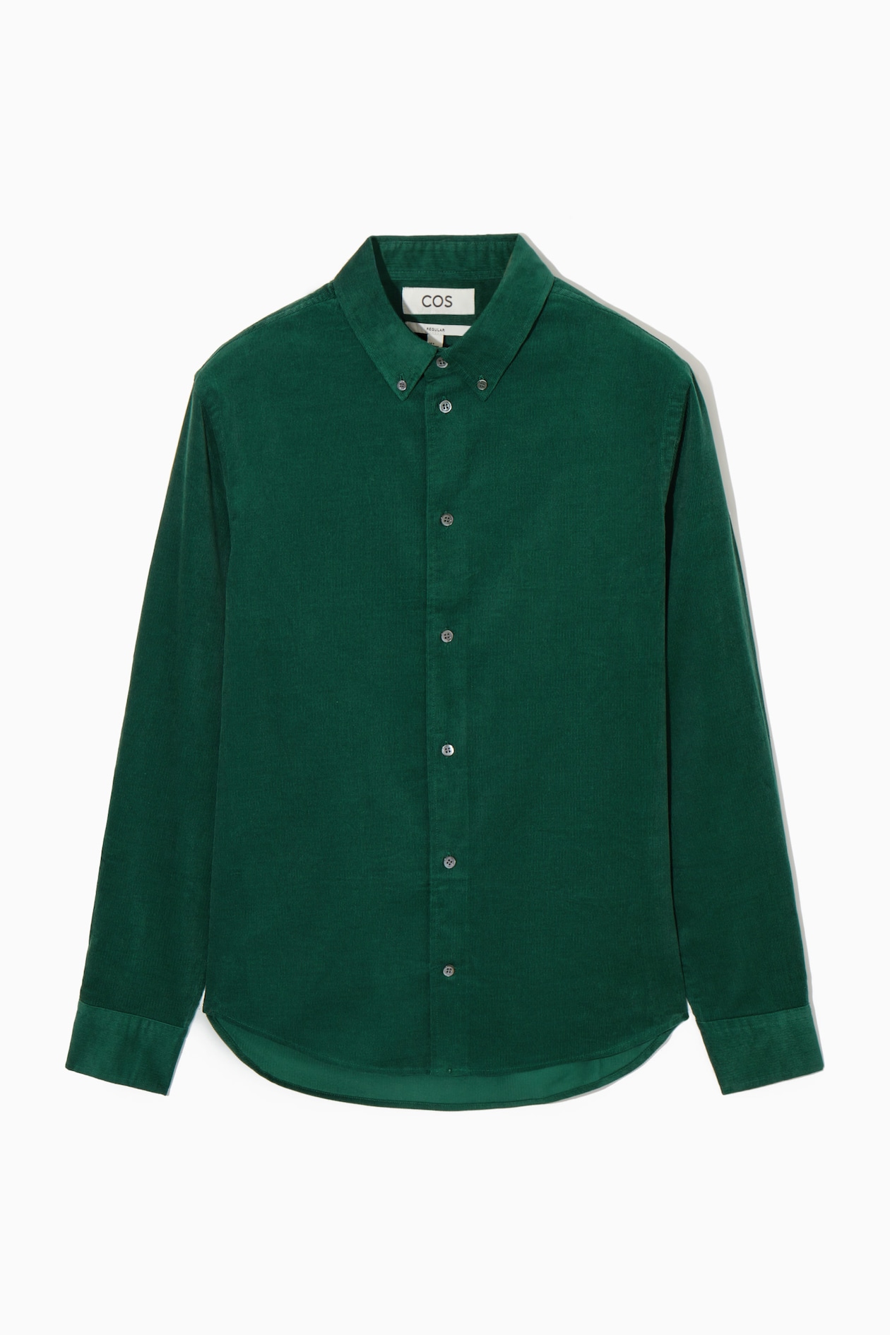 BUTTONED-COLLAR CORDUROY SHIRT - DARK GREEN | COS