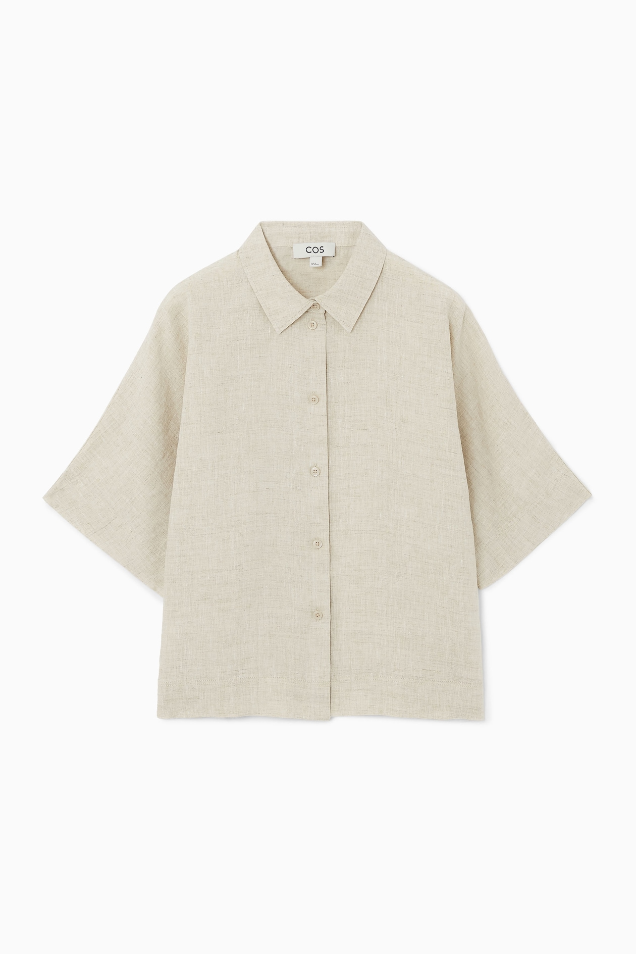 SHORT-SLEEVED LINEN SHIRT - STONE | COS